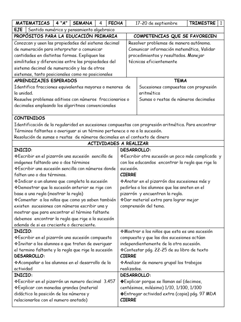MATEMATICAS 4to Grado | PDF | Números | Aritmética