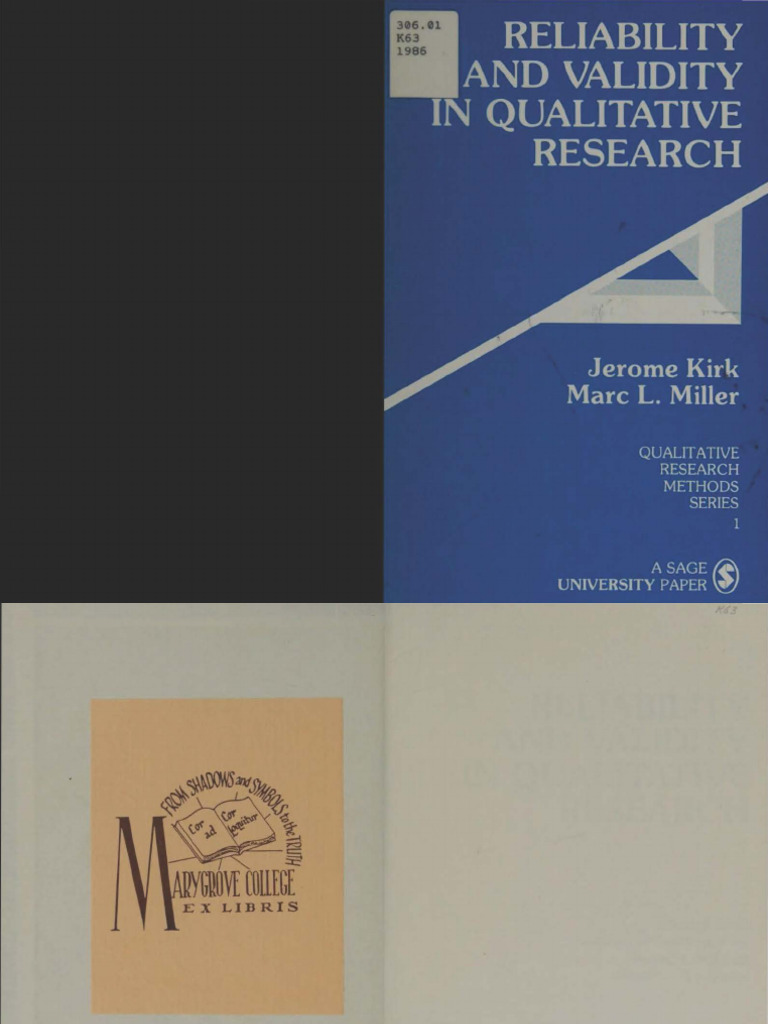 Kirk-Miller Reliability Validity | PDF | Validity (Statistics) | Science