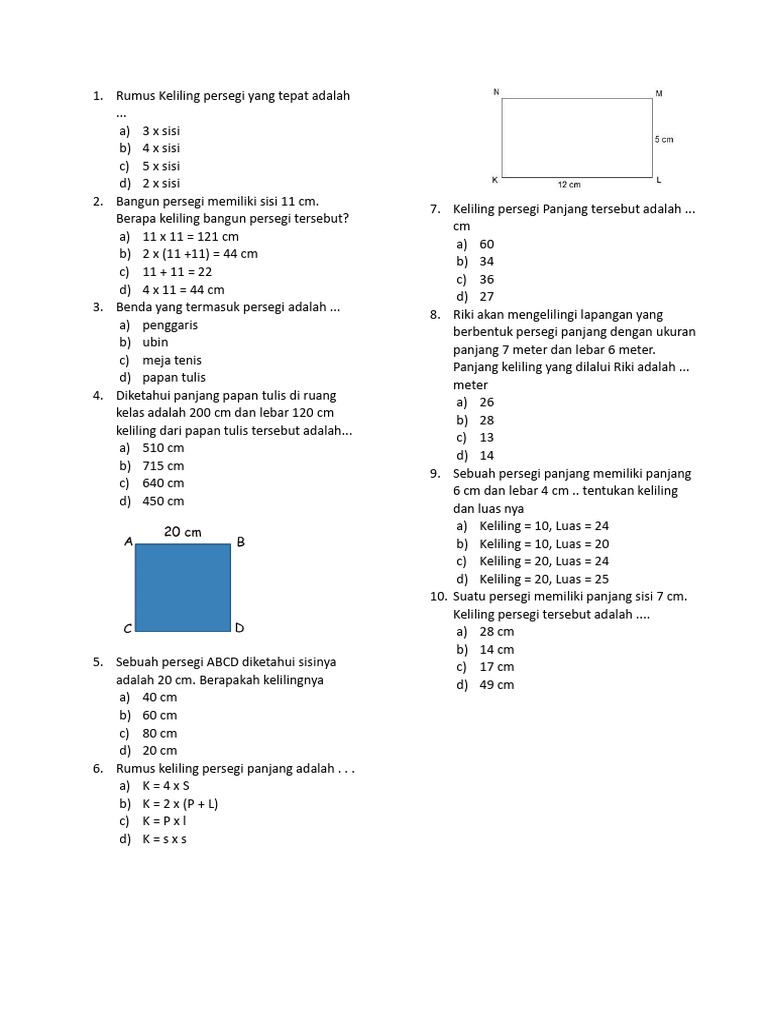 Rumus dan Contoh Keliling Persegi | PDF | Metode & Bahan Ajar