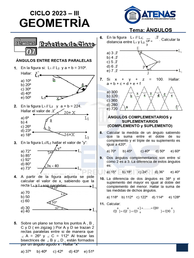 Cálculo de Ángulos en Geometría | PDF | Matemática Elemental | Medida Geométrica