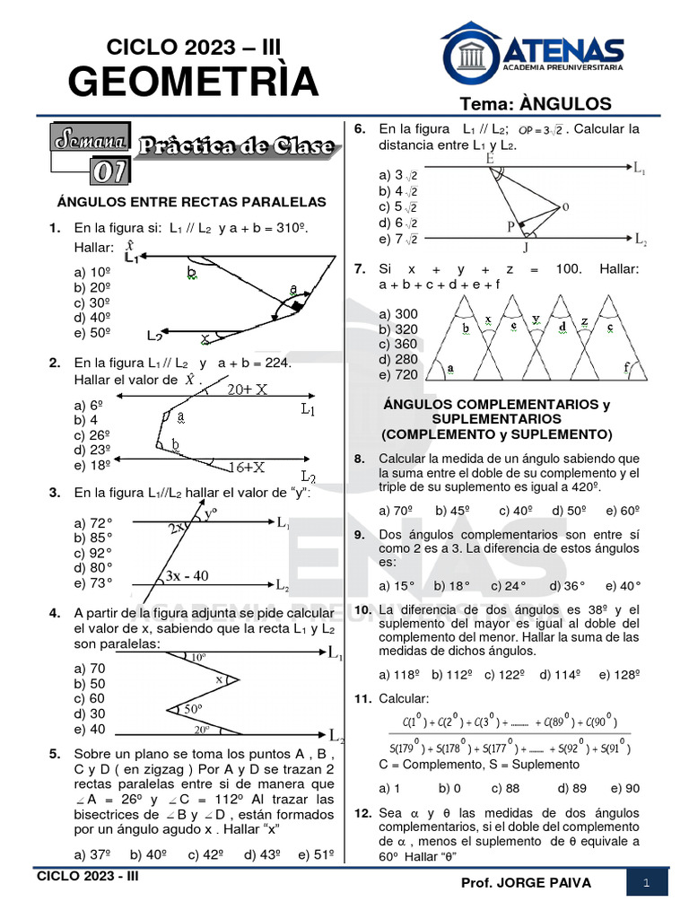 Geom 01 - Atenas | PDF | Geometría euclidiana | Ángulo
