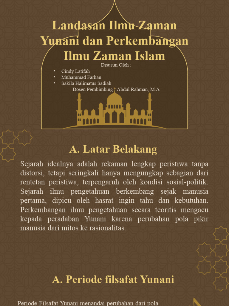 Landasan Ilmu Zaman Yunani Dan Perkembangan Ilmu Zaman Islam | PDF ...