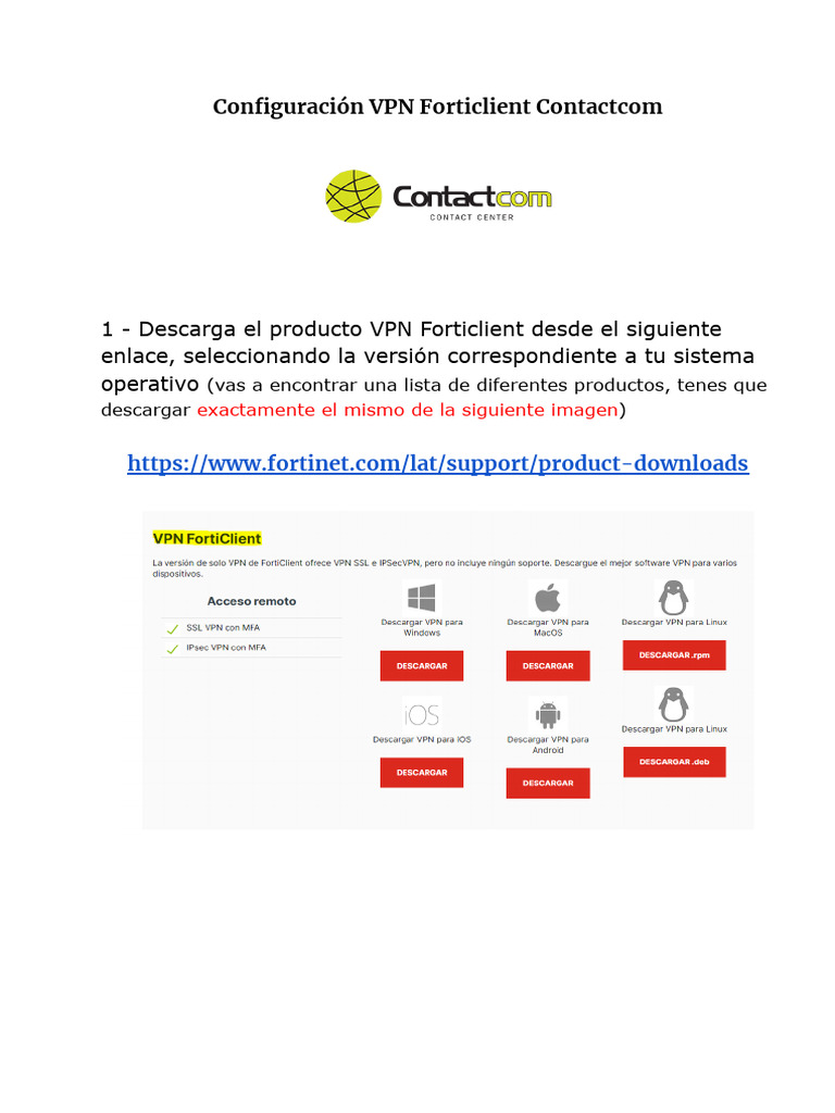 Guía de Configuración VPN Forticlient | PDF | Contraseña | Red privada ...