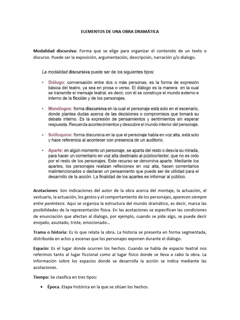 ELEMENTOS DE UNA OBRA DRAMÁTICA | PDF