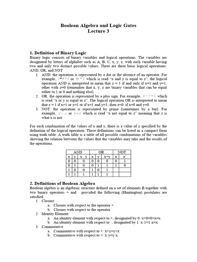 DLD Lec3 | PDF | Boolean Algebra | Teaching Mathematics
