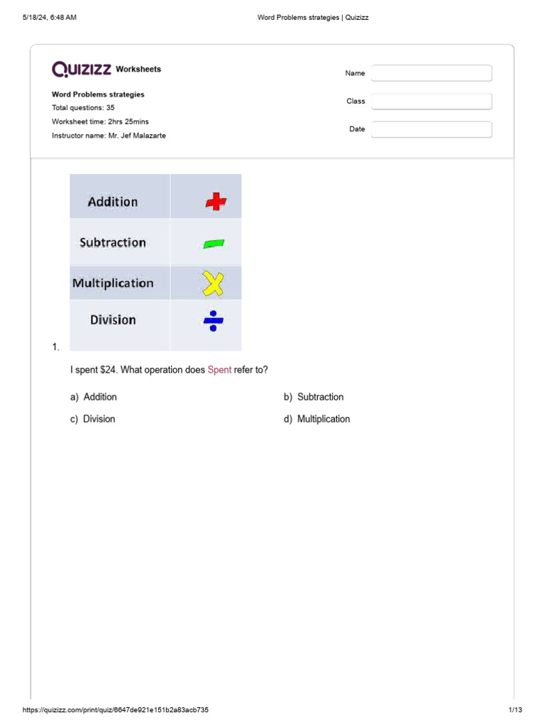 Grade 5 Math Word Problems Guide | PDF | Data