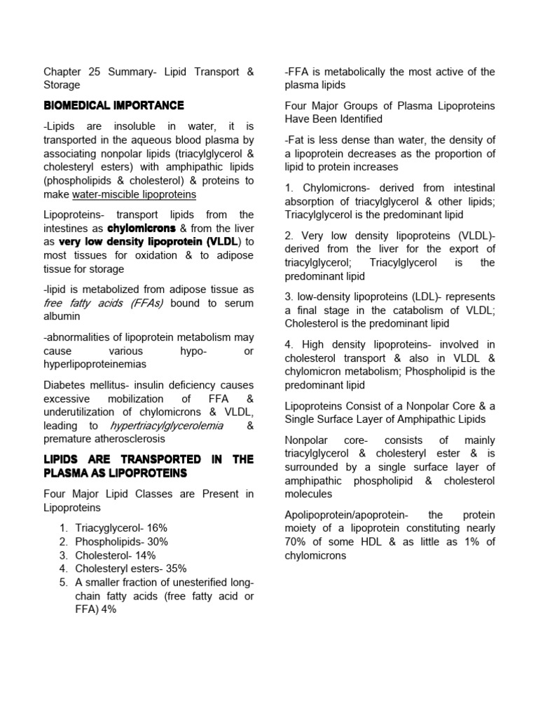 Chapter 25 Lipid Transport and Storage | Download Free PDF ...