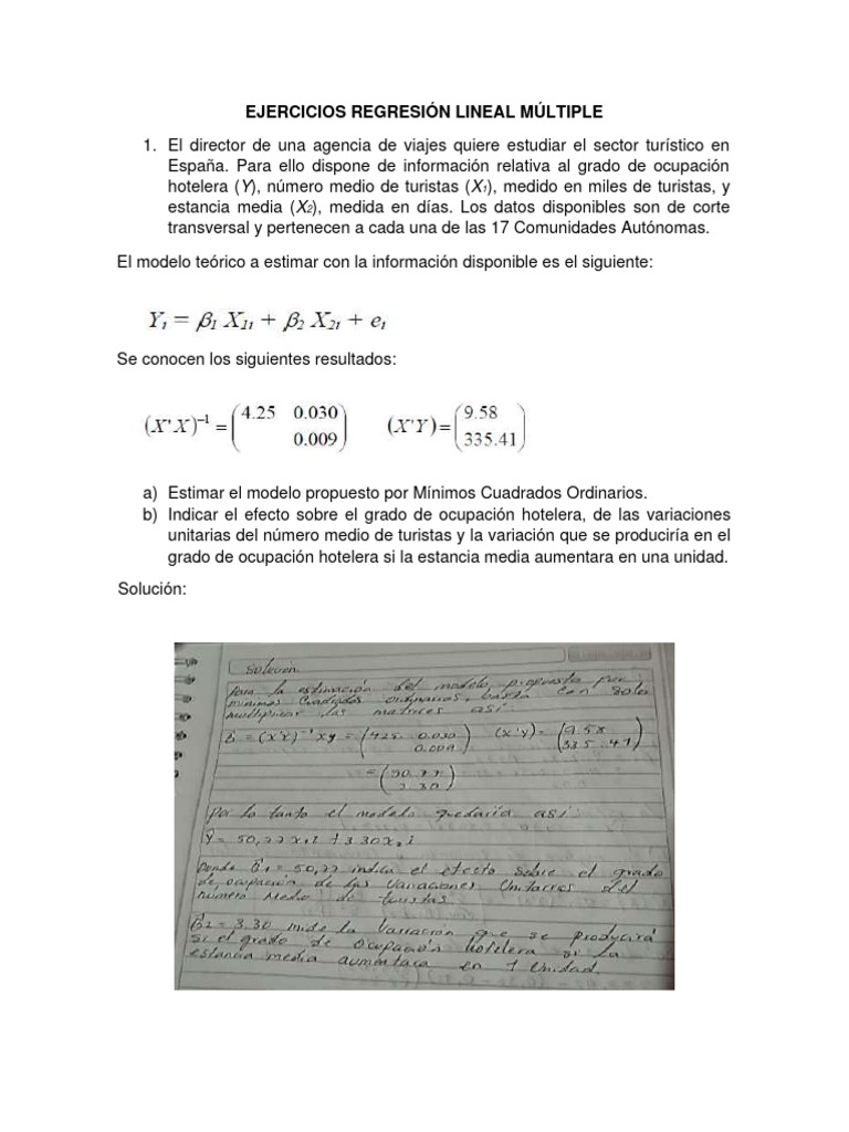 Actividad Und 3 Ejercicios Regresión Lineal Múltiple Econometria Basica | PDF | Negocios ...