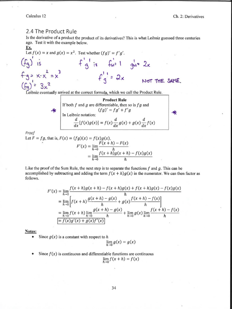 Chapter 2.4 - The Product Rule Filled Examples | PDF