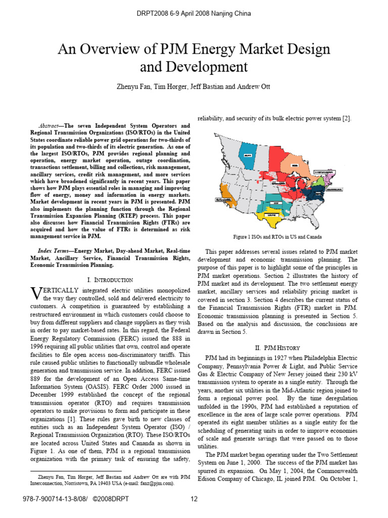 An Overview of PJM Energy Market Design and Development | PDF ...