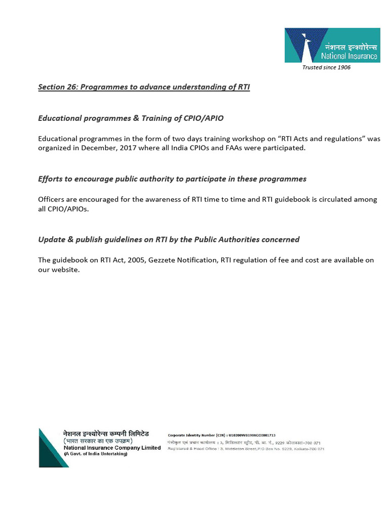 Programmes To Advance Understanding of RTI | PDF