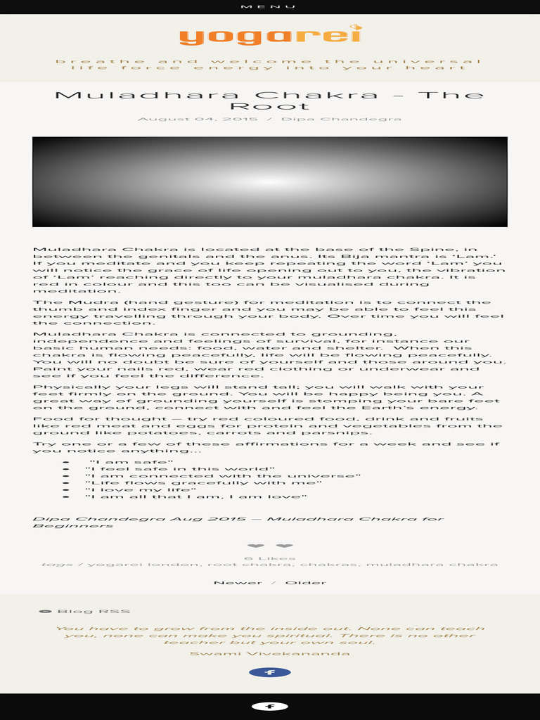 Muladhara Chakra - The Root - Yogarei | PDF | Religion & Spirituality