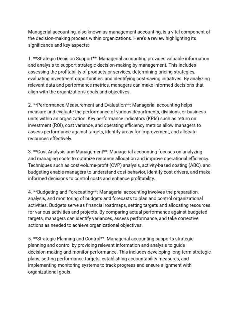 Managerial Accounting, Also Known As Management Accounting, Is A Vital ...