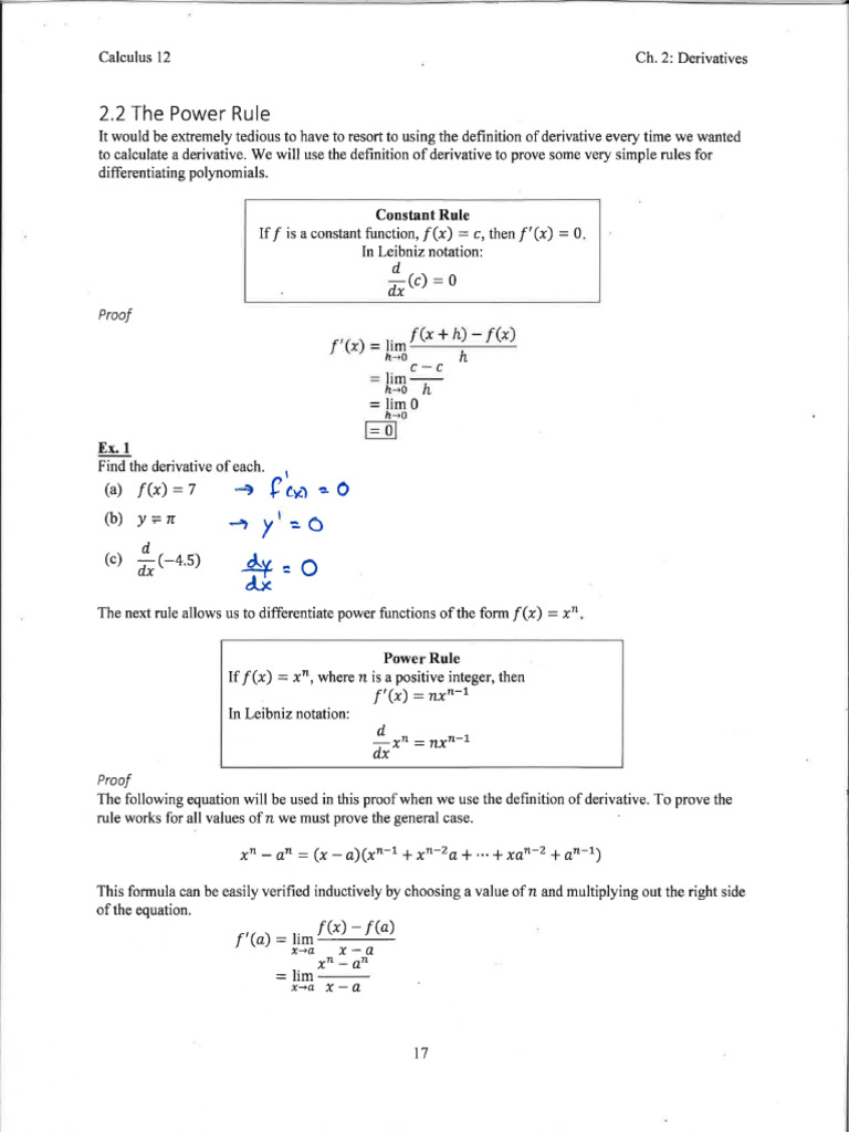 Chapter 2.2 - The Power Rule Filled Examples | PDF