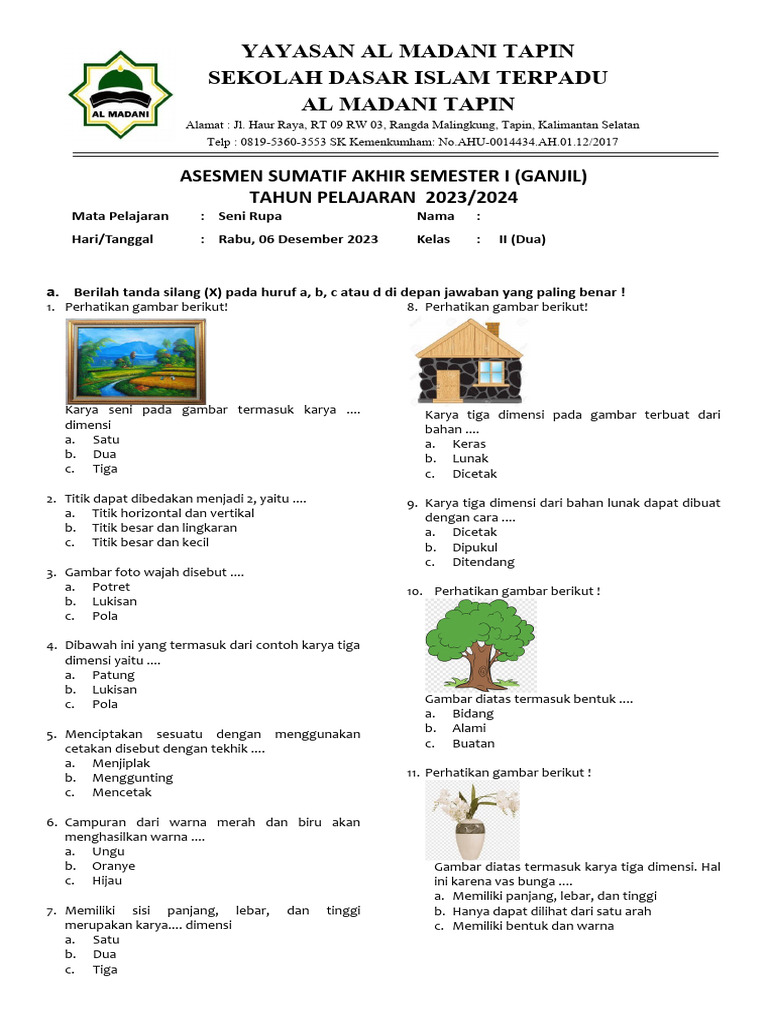 SAS Seni Rupa Kelas 2 SMT 1 | PDF