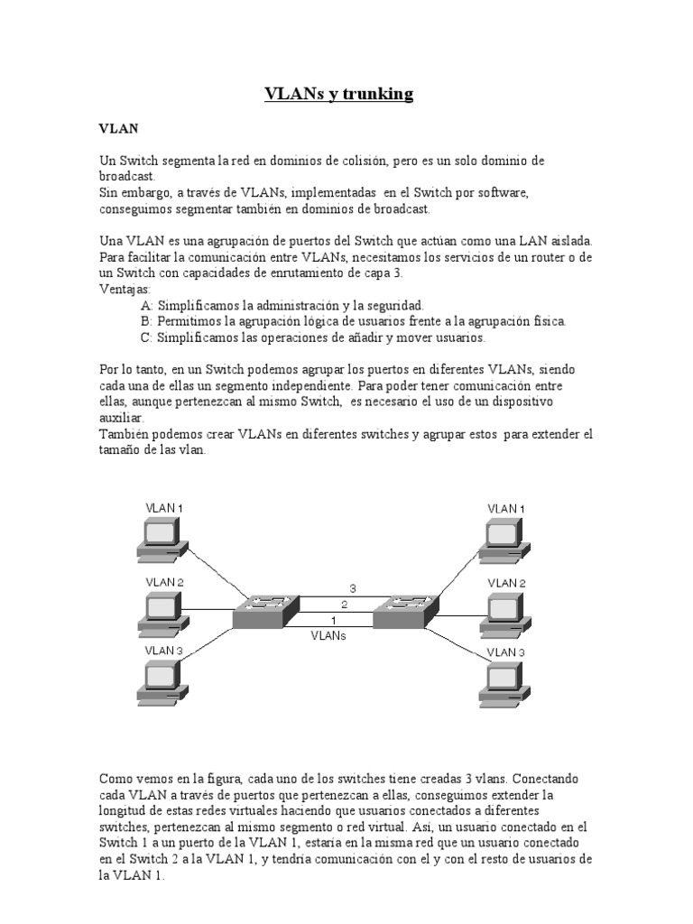 Redes virtuales VLAN y trunking: segmentación lógica y comunicación ...