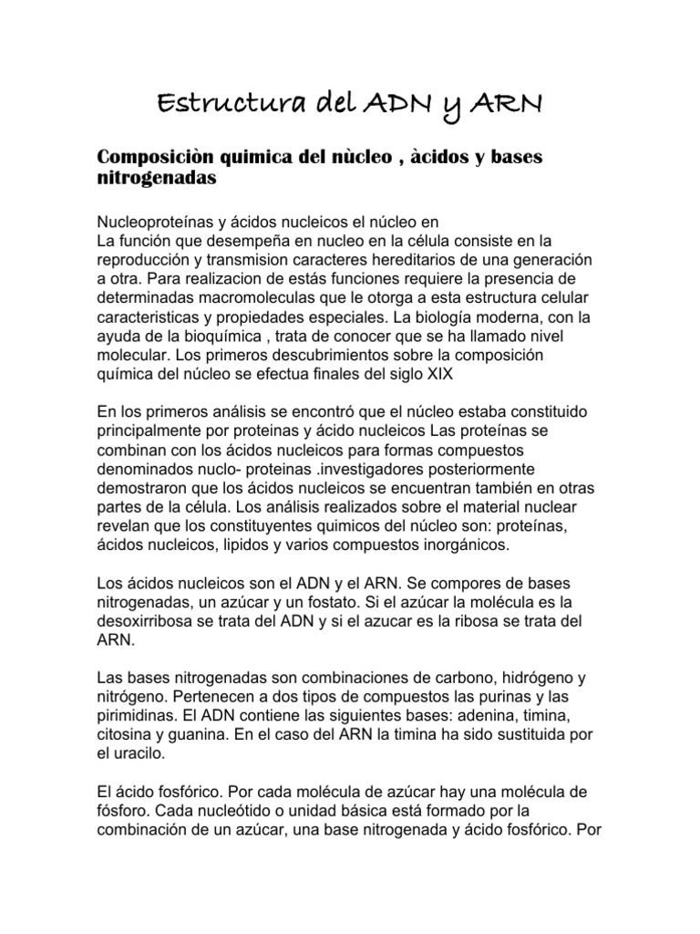 Estructura Del ADN y ARN | PDF | Rna | Adn