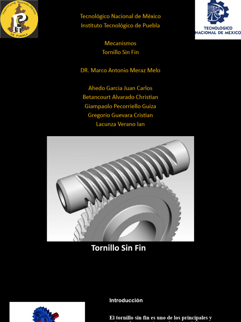 Mecanismos de Tornillo Sin Fin | PDF | Engranaje | Tornillo