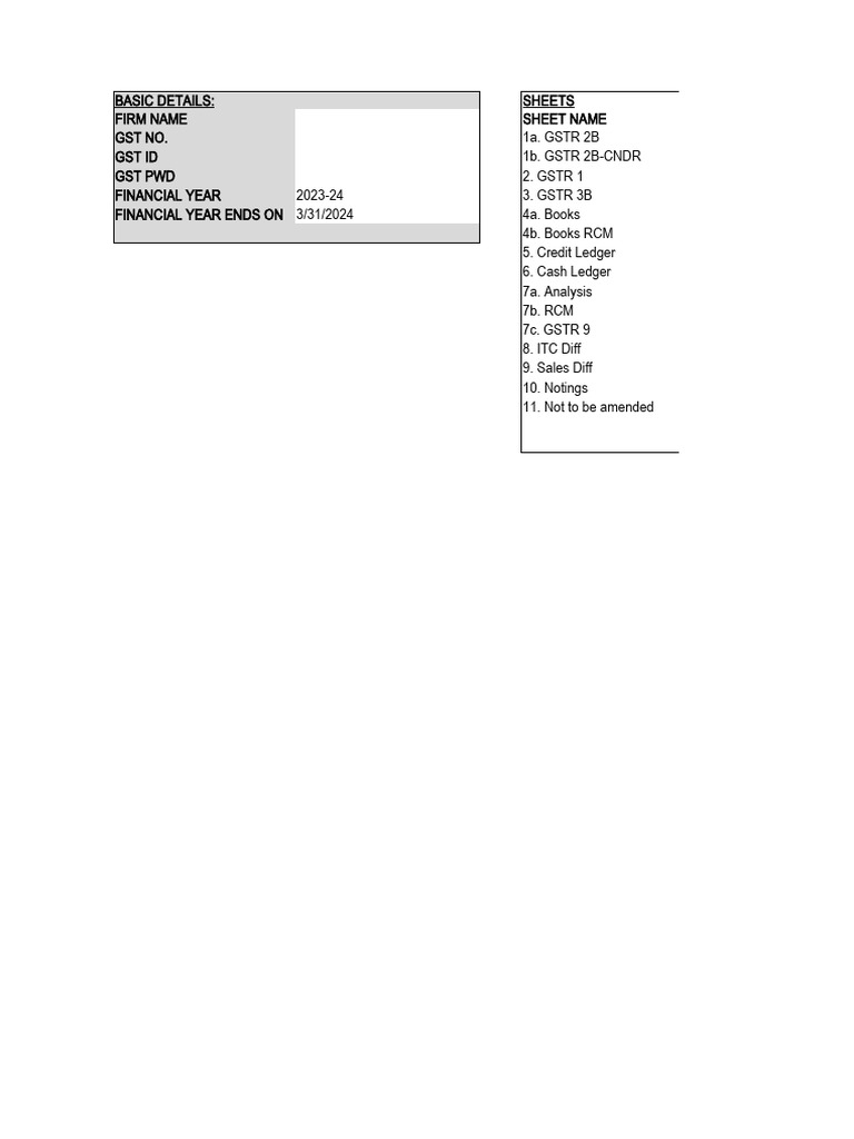 GST Reconciliation Sheet - 9 - 13.04.2024 | Download Free PDF ...