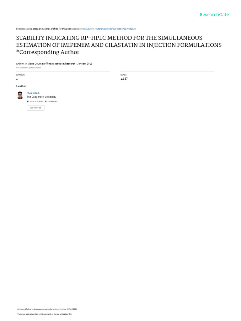 Stabilityindicatingrp Hplcmethodforthe | PDF | High Performance Liquid ...