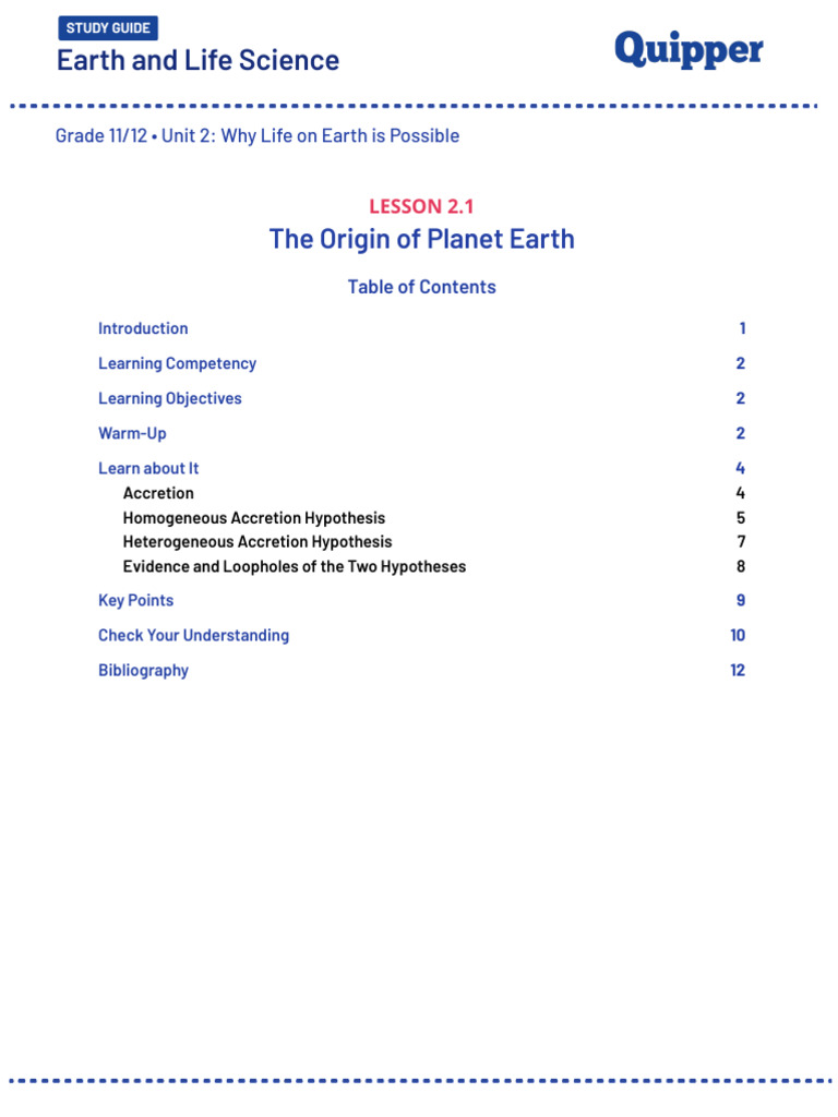 The Origin of Planet Earth (Study Guide) | PDF | Planetary Core | Earth