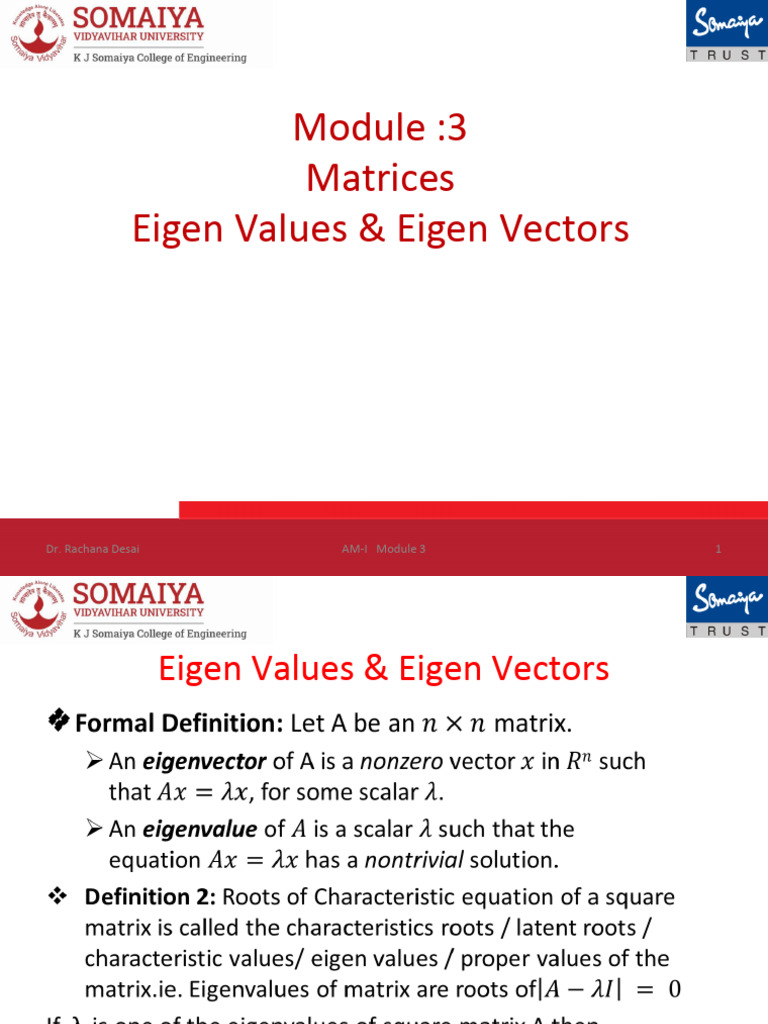 1_Eigen Values and Eigen Vectors - Modified | PDF | Eigenvalues And Eigenvectors | Matrix ...