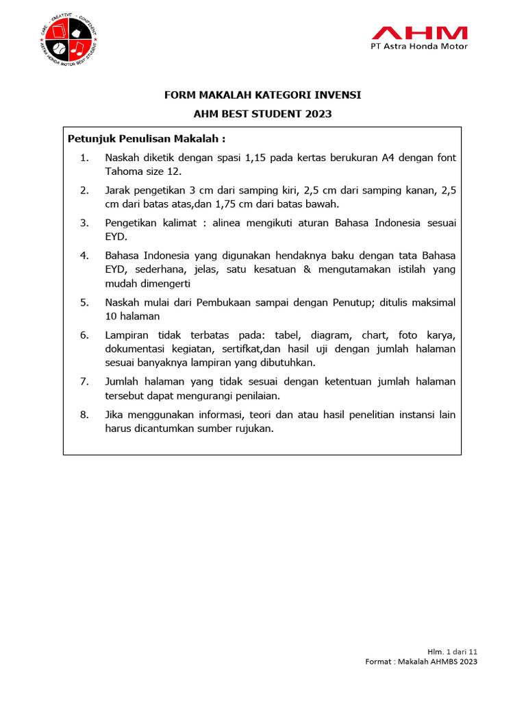 Format Makalah Kategori Invensi 2023 | PDF