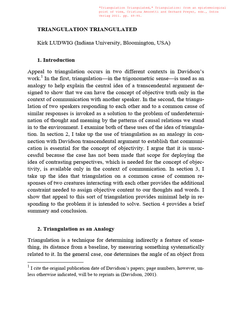 Triangulation Triangulated | PDF | Thought | Experience