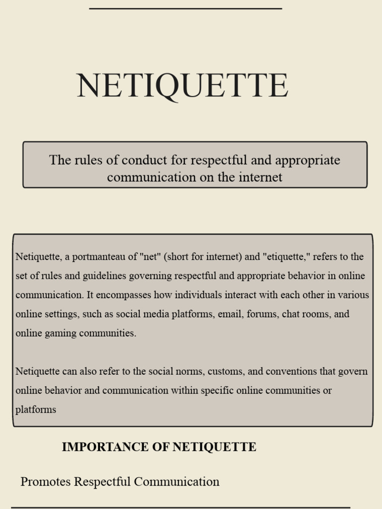 Netiquette | PDF | Cyberspace | Social Psychology