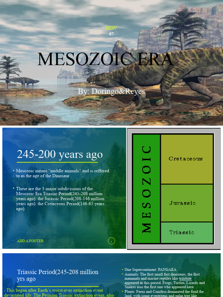 Mesozoic Era (255-66 Million Years Ago) | PDF | Nature | Geology