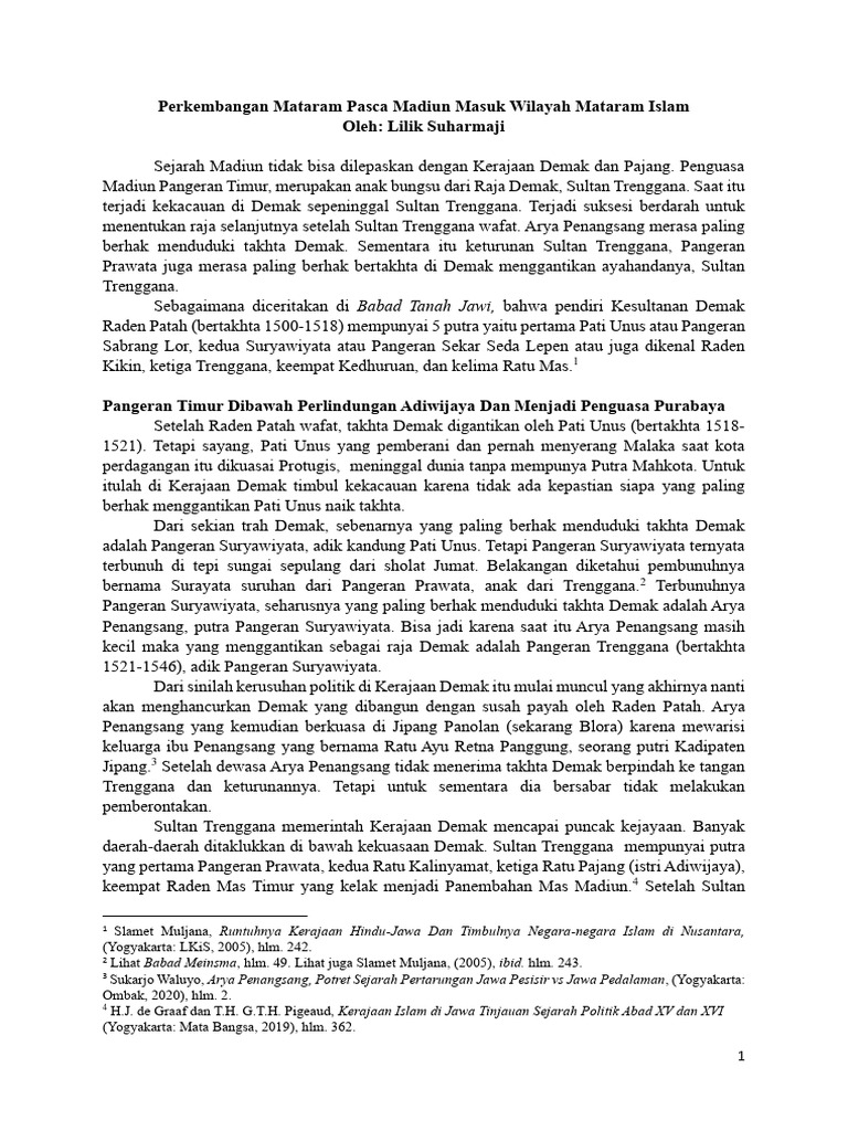 Madiun Setelah Bergabung Dengan Mataram Di Bawah Senapati | PDF