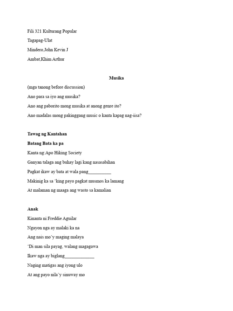 Report Sa Musika | PDF