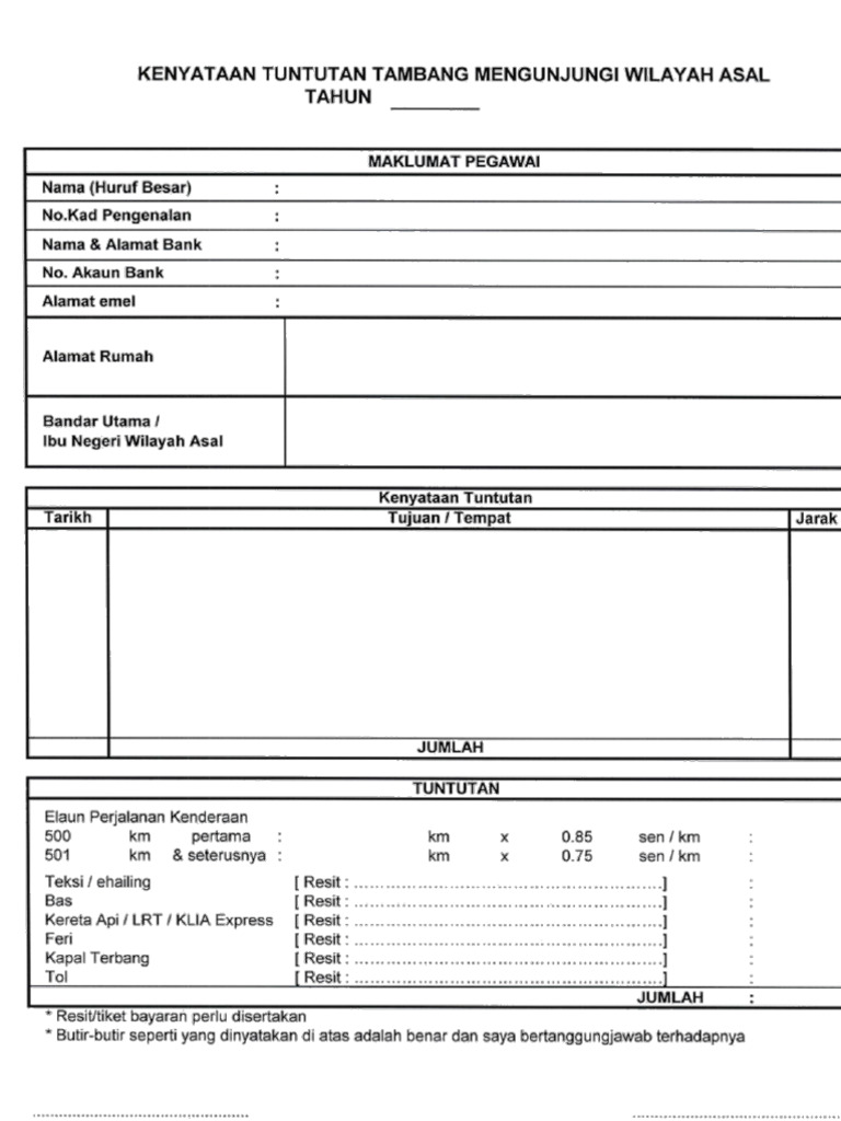 Borang Wilayah Asal | PDF