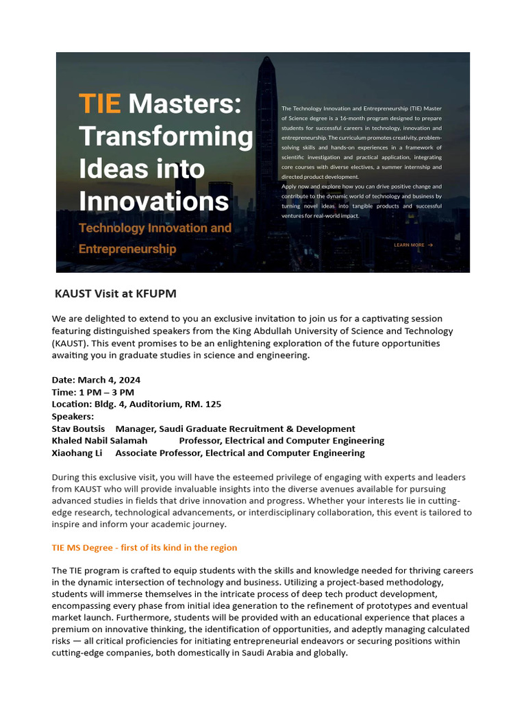 KAUST | PDF | Engineering | Innovation