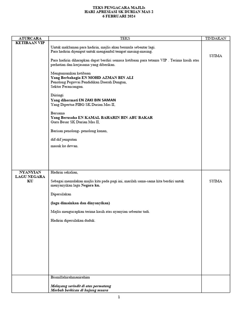 Teks Pengacara Majlis Apresiasi 2023 | PDF