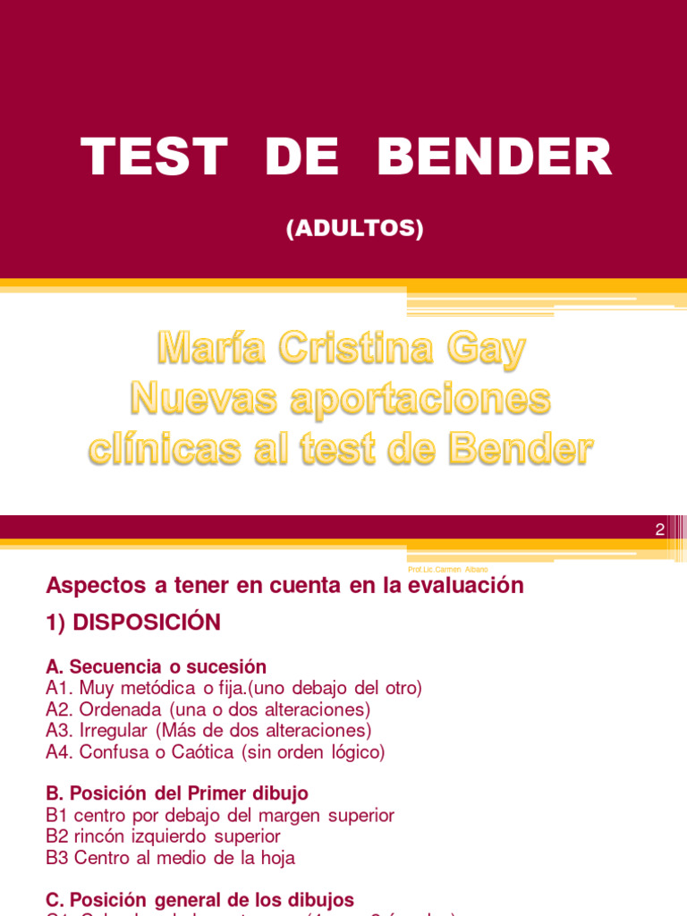 Test de Bender Adultos by Carmen Albano | PDF | Psicosis | Esquizofrenia