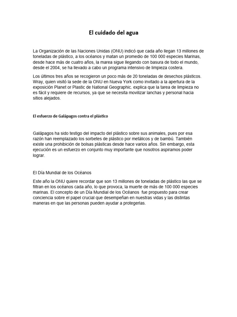 El Cuidado Del Agua | PDF