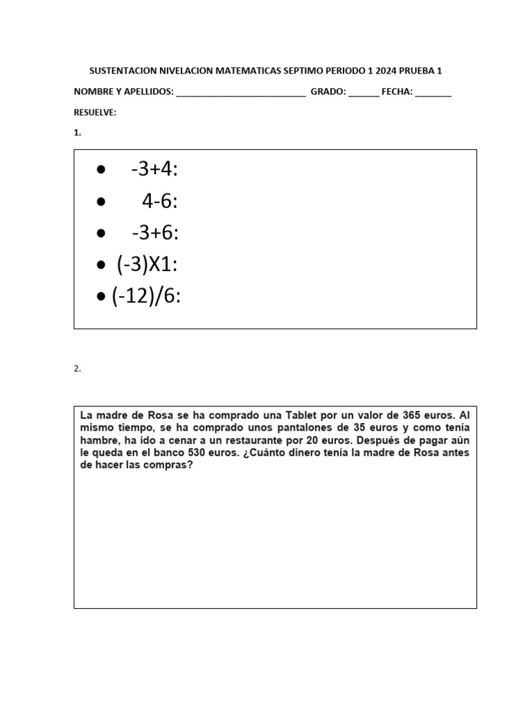 Sustentacion Nivelacion Matematicas Septimo Periodo 1 2024 Prueba 1 ...