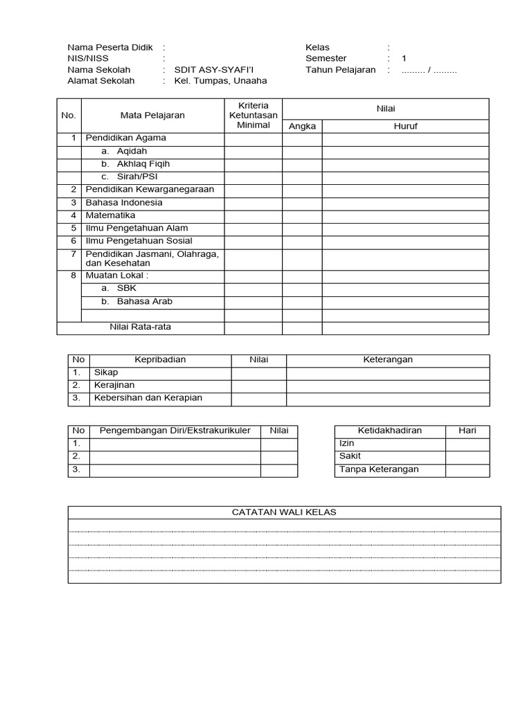 Model Raport Terbaru 2024 | PDF | Kesehatan Holistik