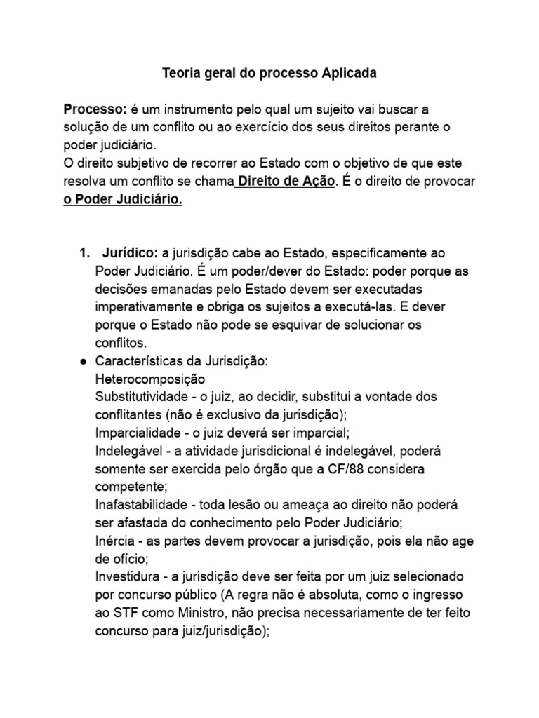 Teoria Geral do Processo Jurídico | PDF | Jurisdição | Juiz