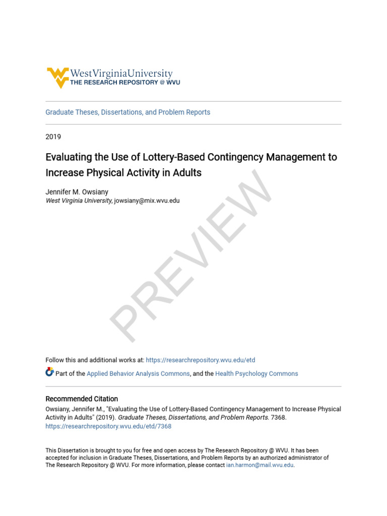 Evaluating The Use of Lottery-Based Contingency Management To Increase ...