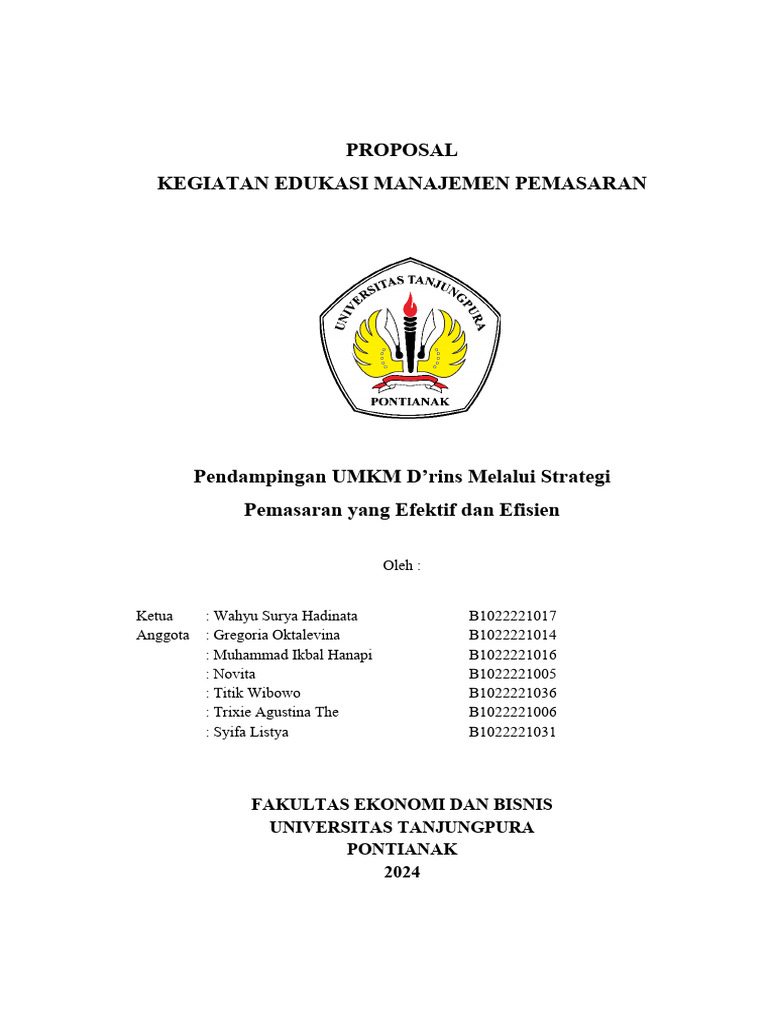 Proposal Manajemen Pemasaran Grup 2 | PDF