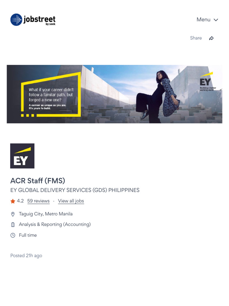 ACR Staff FMS Job in Taguig City Metro Manila Jobstreet | PDF | Accounting | Employment