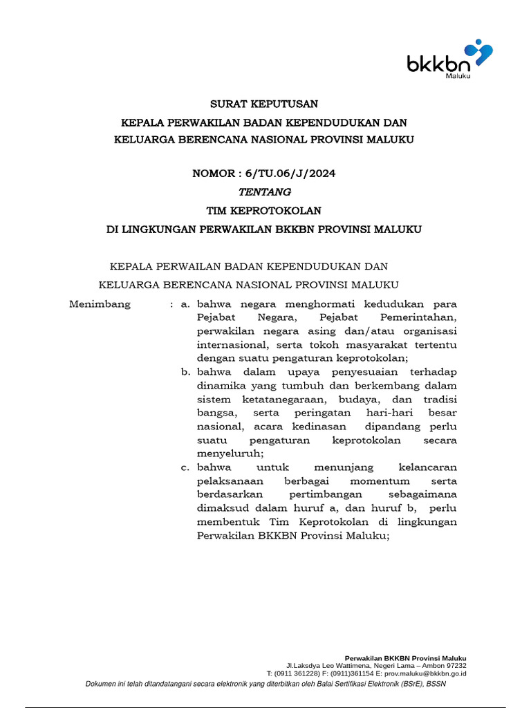 SK Keprotokoleran 2024 | PDF