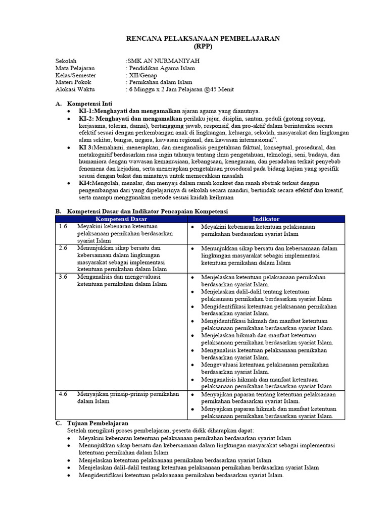 Rpp. Pernikahan | PDF | Sains & Matematika