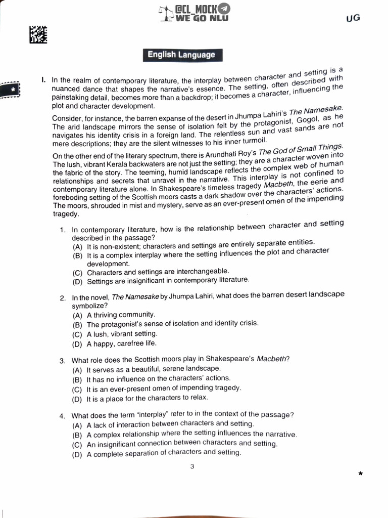 CLAT 2024 Examination Paper Dec WGN | PDF
