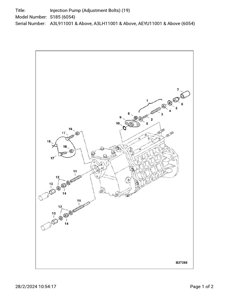 Injection Pump (Adjustment Bolts) (19) - S185 (6054) | PDF | Screw ...