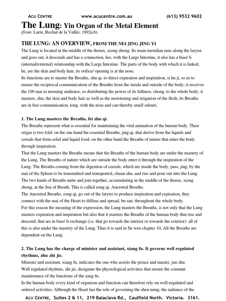 Understanding Lung Functions in TCM | PDF | Breathing | Yin And Yang
