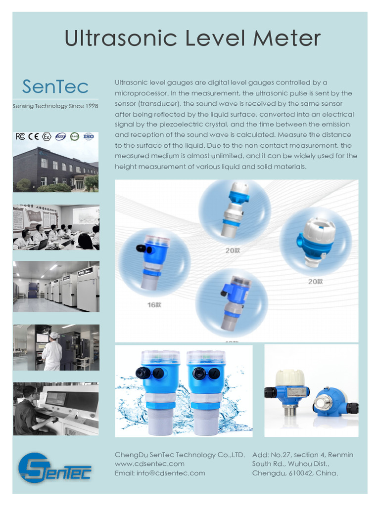 Ultrasonic Level Sensor SenTec | PDF | Electrical Engineering | Metrology
