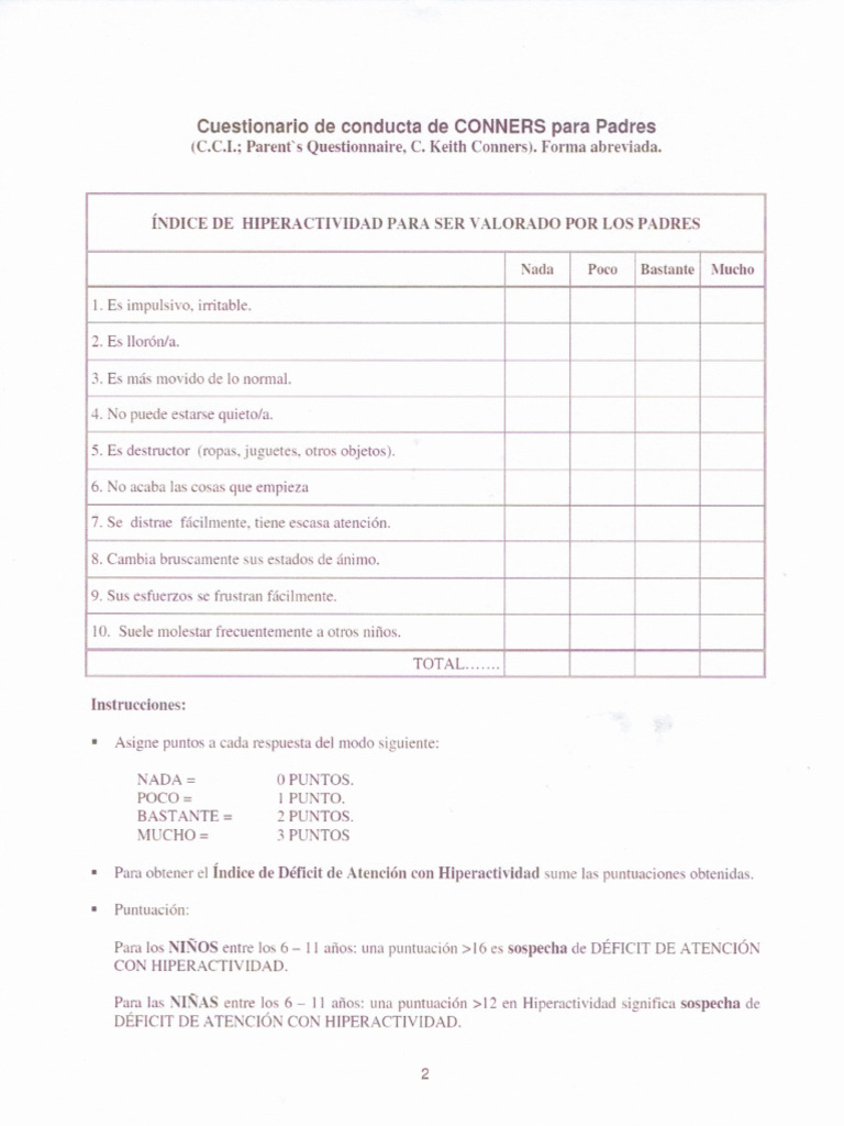 conners abreviada padres 2 | PDF